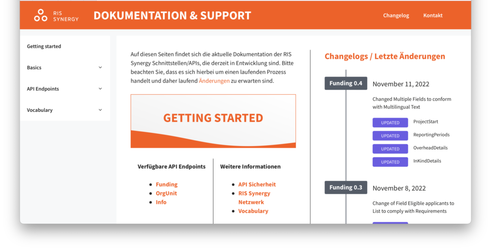 Completion of the interface documentation - Cluster Forschungsdaten